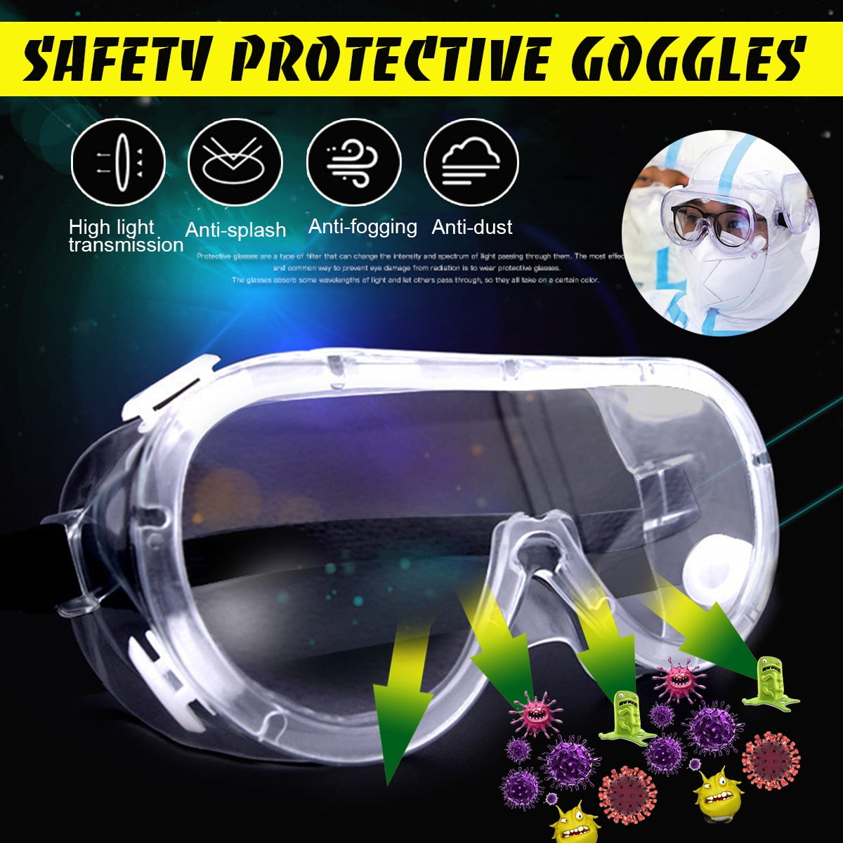1/2Pcs Medical Goggles Glasses Transparent Dust-Proof Glasses Working ...