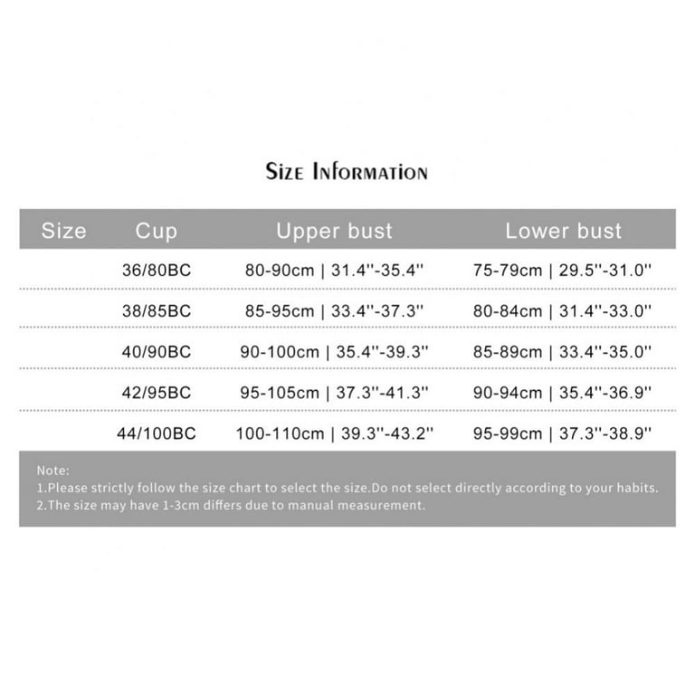 Large Bra Sizes Chart