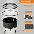 001 30in Round Wood Burning Fire Pit with Carrying Ring & Mesh Lid ...