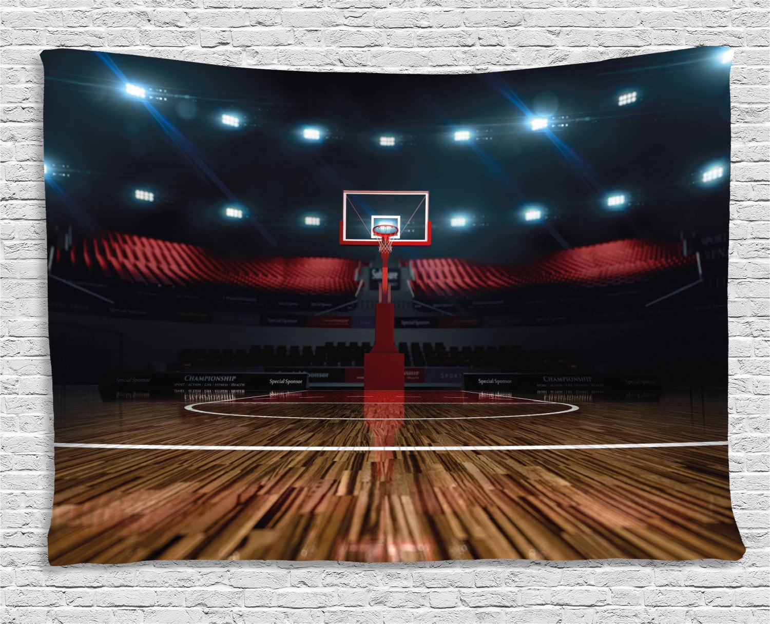 Teen Room Decor Tapestry, Professional Basketball Arena Stadium before ...