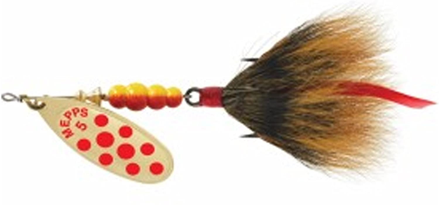 Mepps Dressed Treble Spinner 1/2oz, Size 5 Red Dot Brown Tail - B0ST ...