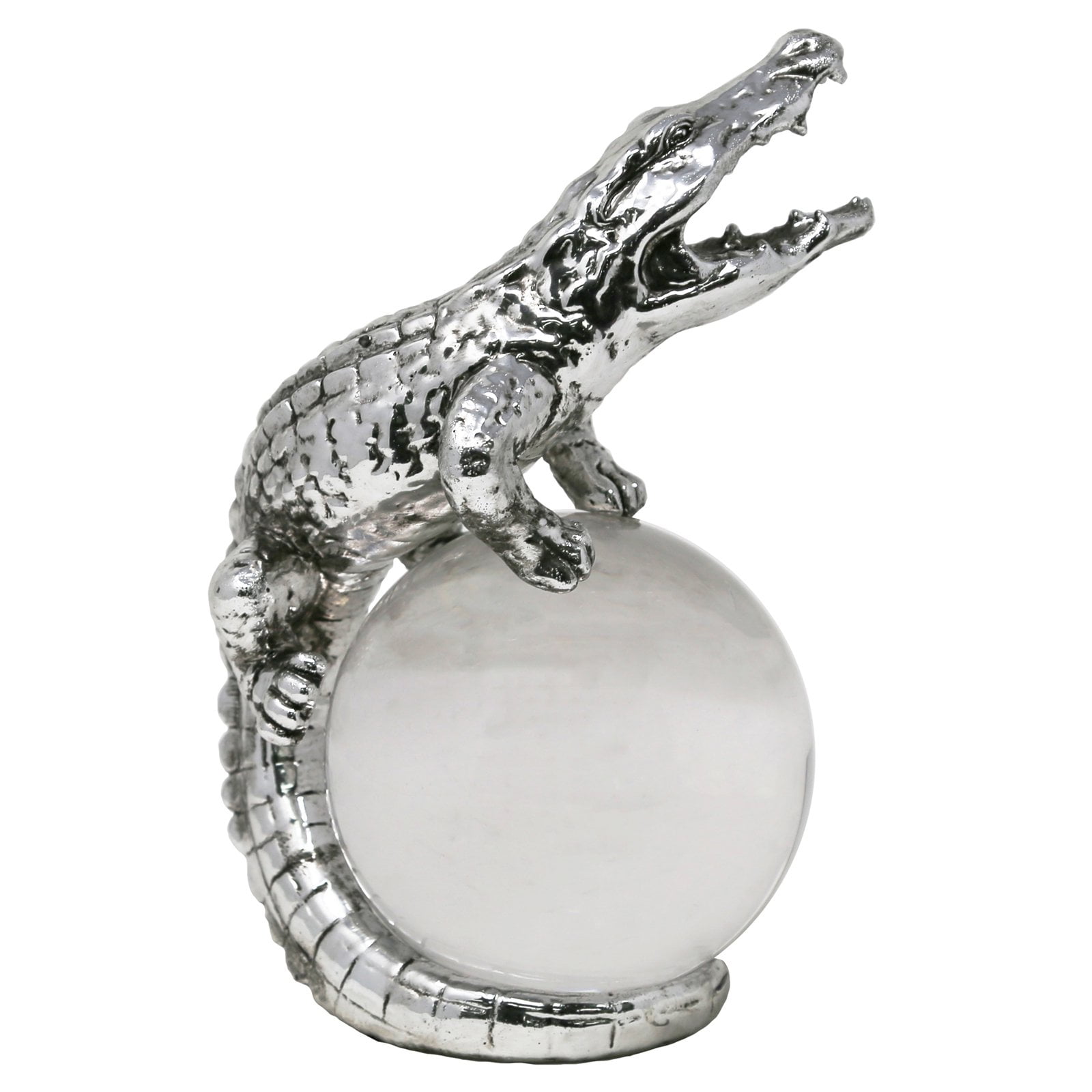 Sagebrook Home Silver Alligator On Glass Orb - Walmart.com