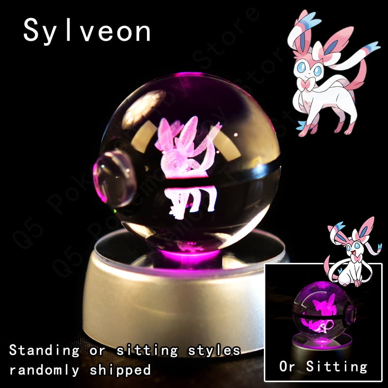 Pokemon 3D Crystal Ball Pikachu Gengar Mew Mewtwo Figurines Lamp Base ...