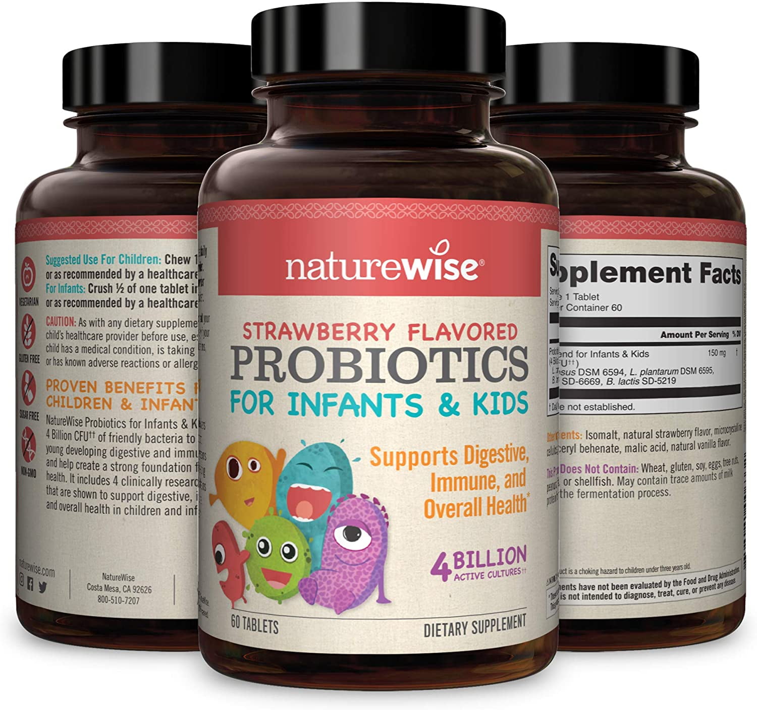 Suplemento Probióticos Masticables NatureWise para Niños y Bebés ...