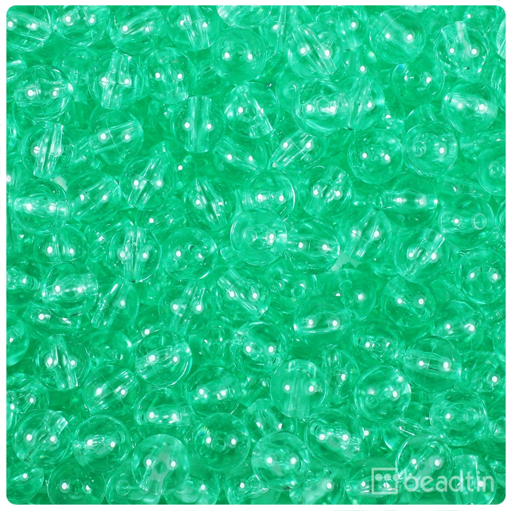 BeadTin Green Aqua Transparent 8mm Round Craft Beads (300pcs) - Walmart.com