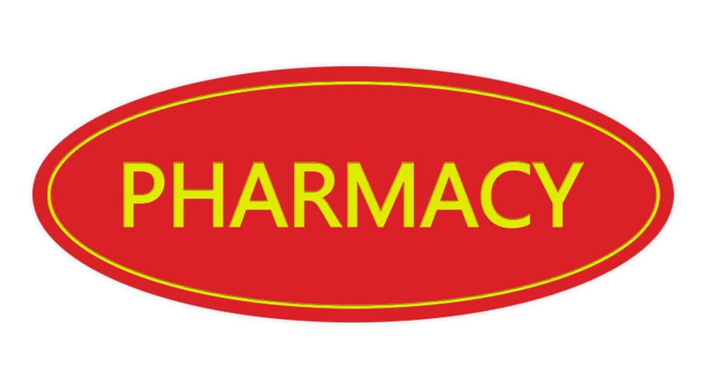 Oval Pharmacy Sign (Red/Yellow) - Small 2x5" - Walmart.com