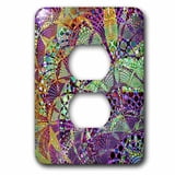 3dRose Image of Fractal Interwoven Mosaic In Purple Green Orange - 2 ...