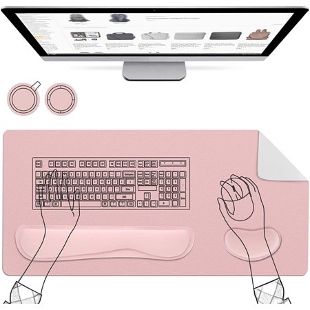 Wrist Rest and Desk Pad,Wrist Support Ergonomic Raised Memory Foam, Non ...