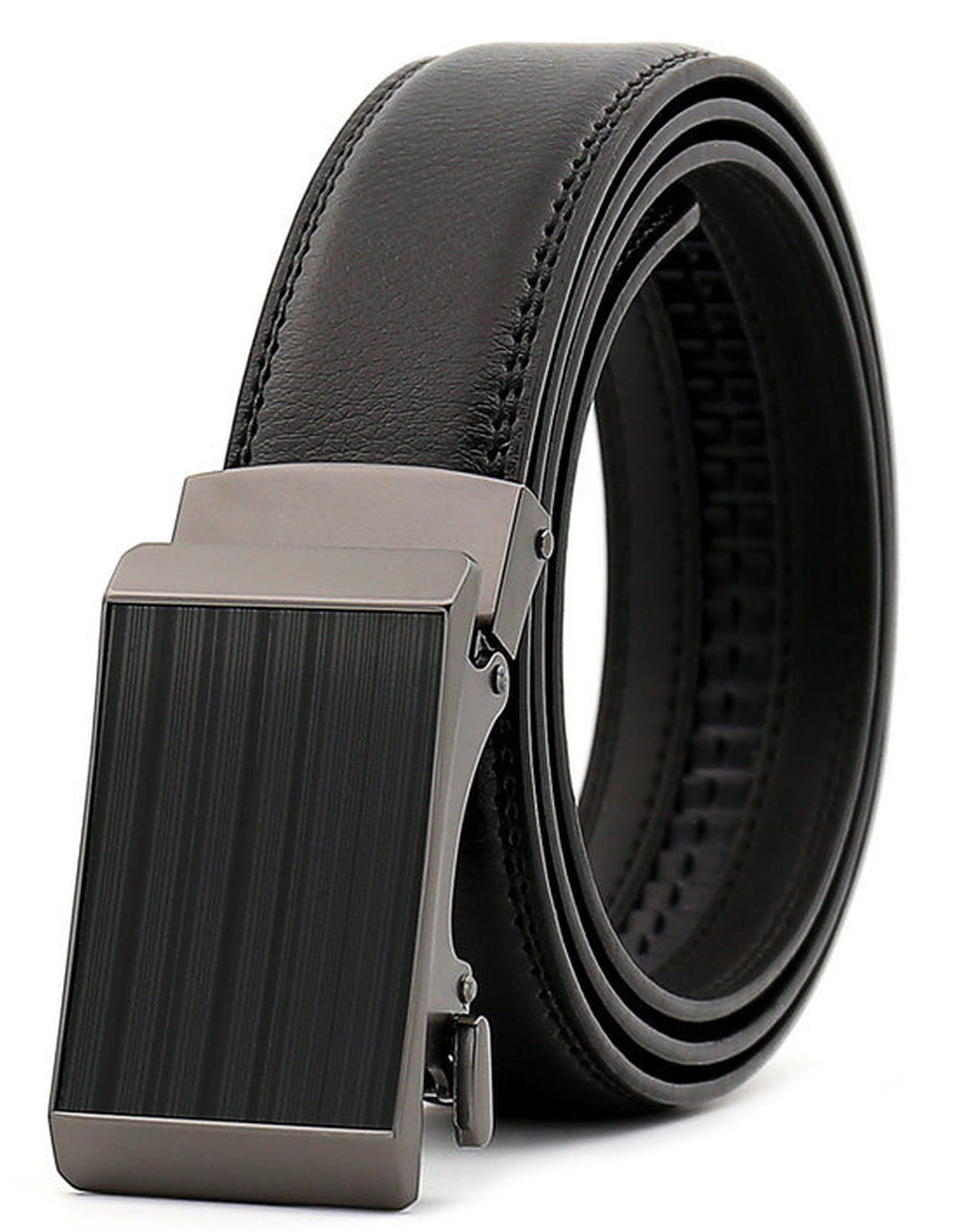 Men's Dress Belt Leather Automatic Buckle Ratchet Belt, Adjustable ...