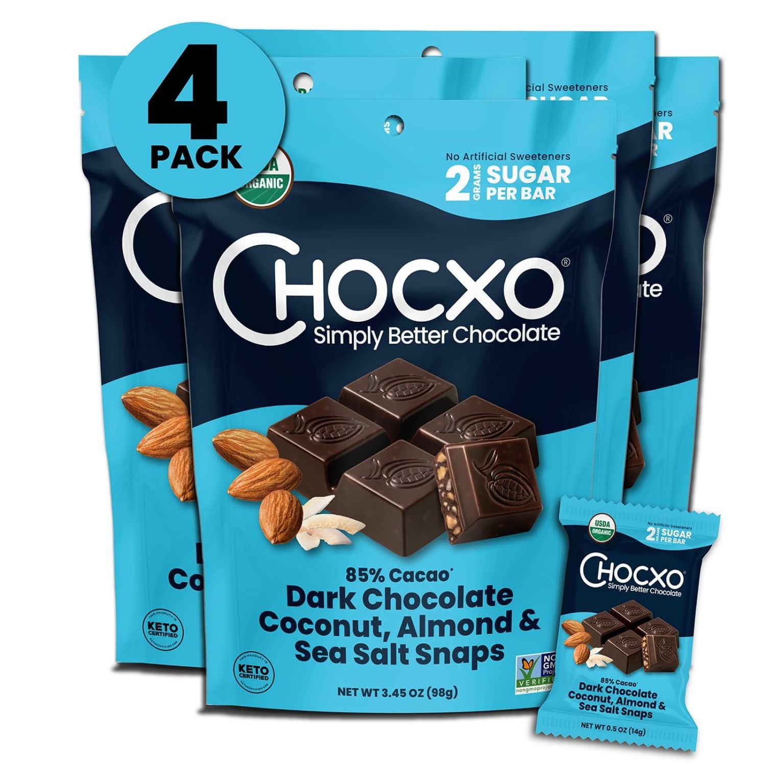 LMHF Dark Chocolate Coconut Almond & Sea Salt Snaps - Low in Real Sugar ...