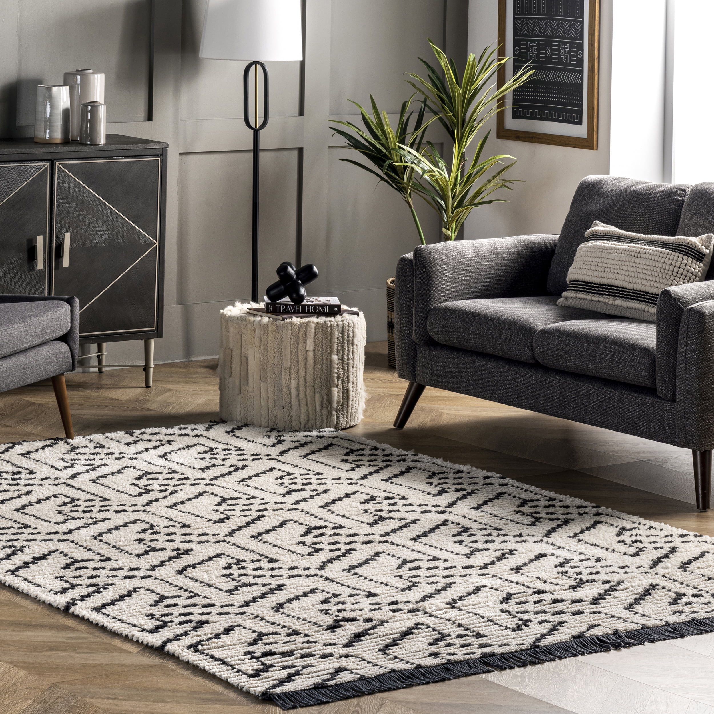 nuLOOM Rubena Soft Shag Diamond Trellis Fringe Runner Rug, 2' 8" x 8 ...