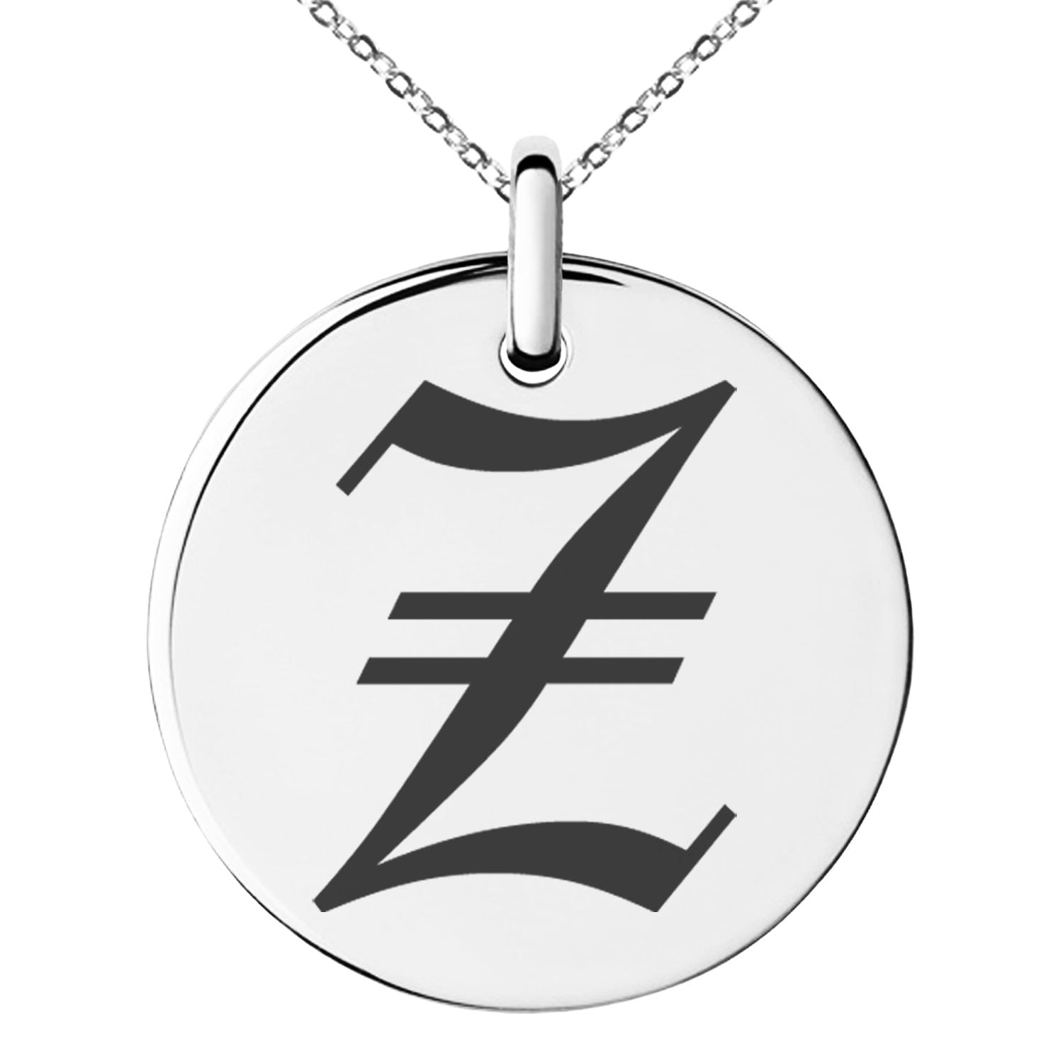 Stainless Steel Letter Z Initial Old English Monogram Engraved Small ...
