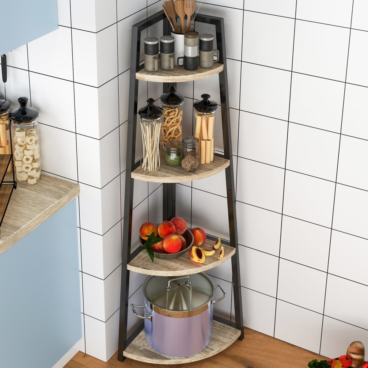 Canddidliike Corner Multi-Level Triangular Shelf, 4 Tier Corner ...