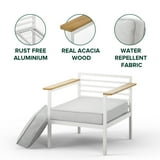 Zinus Pablo Aluminum and Acacia Wood Outdoor Armchair with Cushions and ...