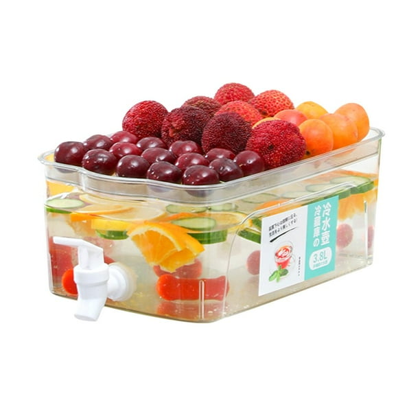 Beverage Container with Spigot & Fruit Server Lid Drink Dispenser ...