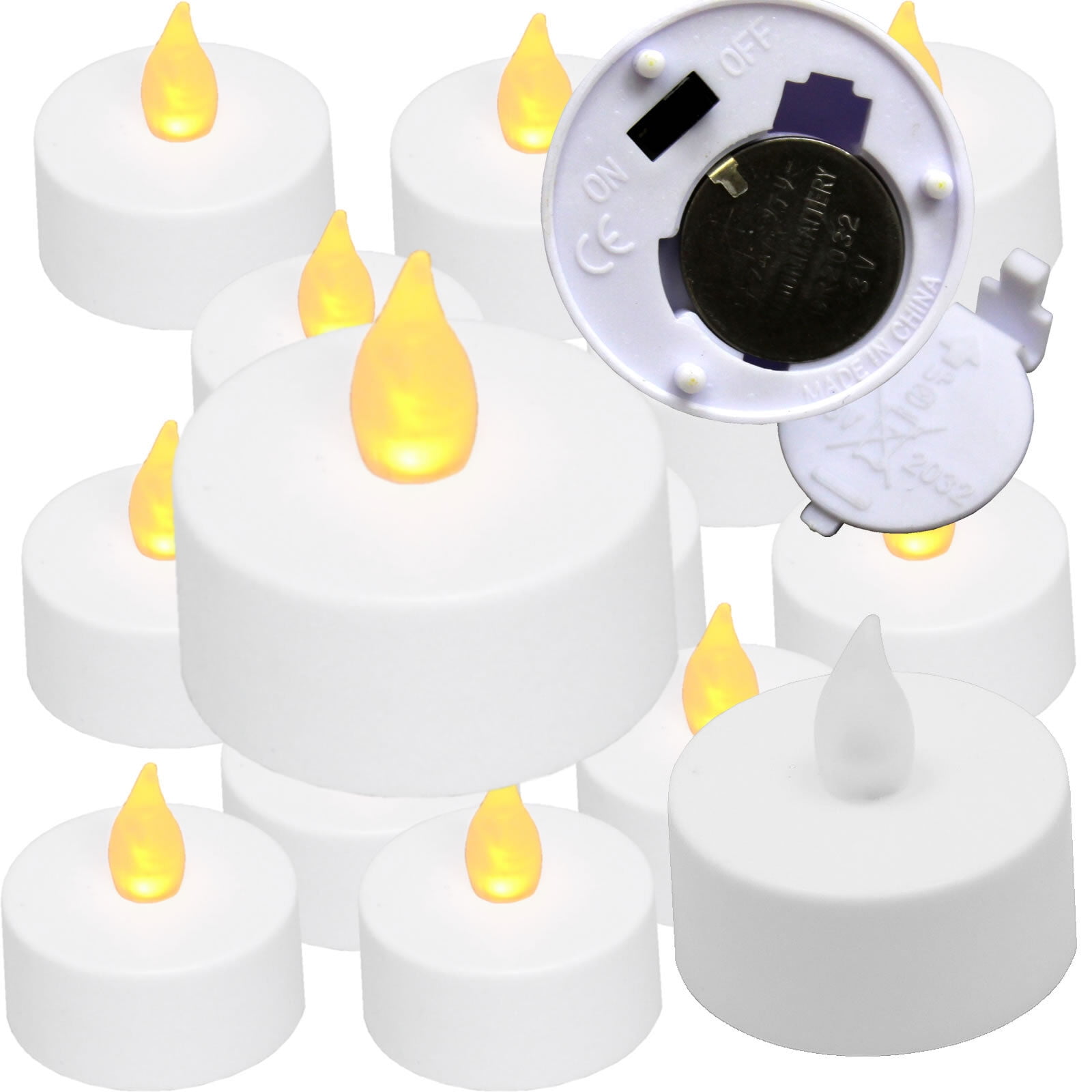 Qty 12 Battery Operated, Flickering AMBER LED Tealights Tea Lights ...