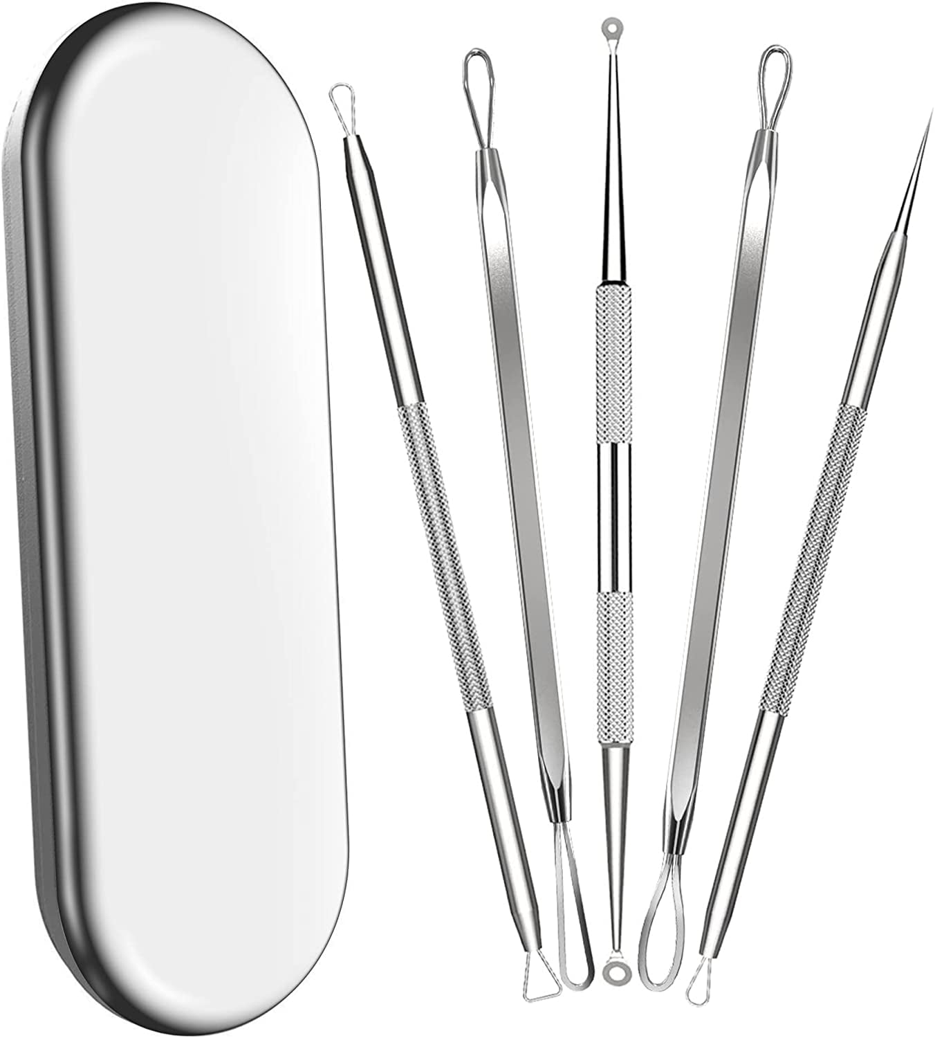 Blackhead Remover Tool, 5 Pcs Pimple Popper Tool Kit，Blackhead ...