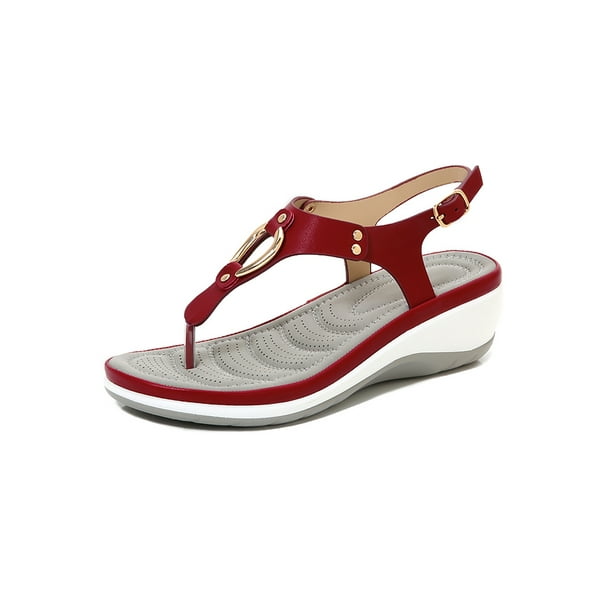 Luxur femmes sandales compensées boucle tongs sandale bout ouvert t ...