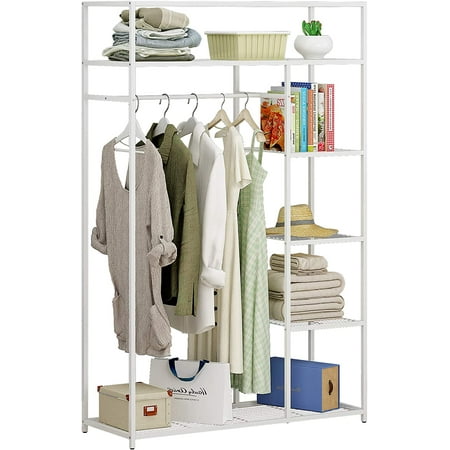 Metal Closet Heavy Duty Clothes Rack Freestanding Garment Organizer ...