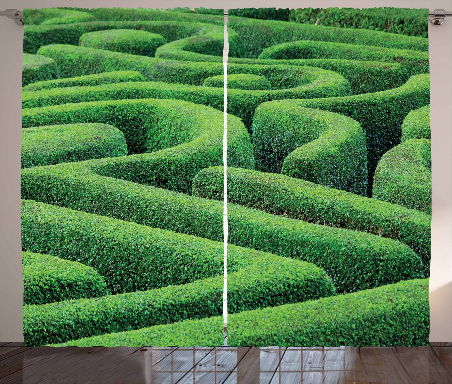 Garden Curtains 2 Panels Set, Green Plant Maze Growth Ecology and ...