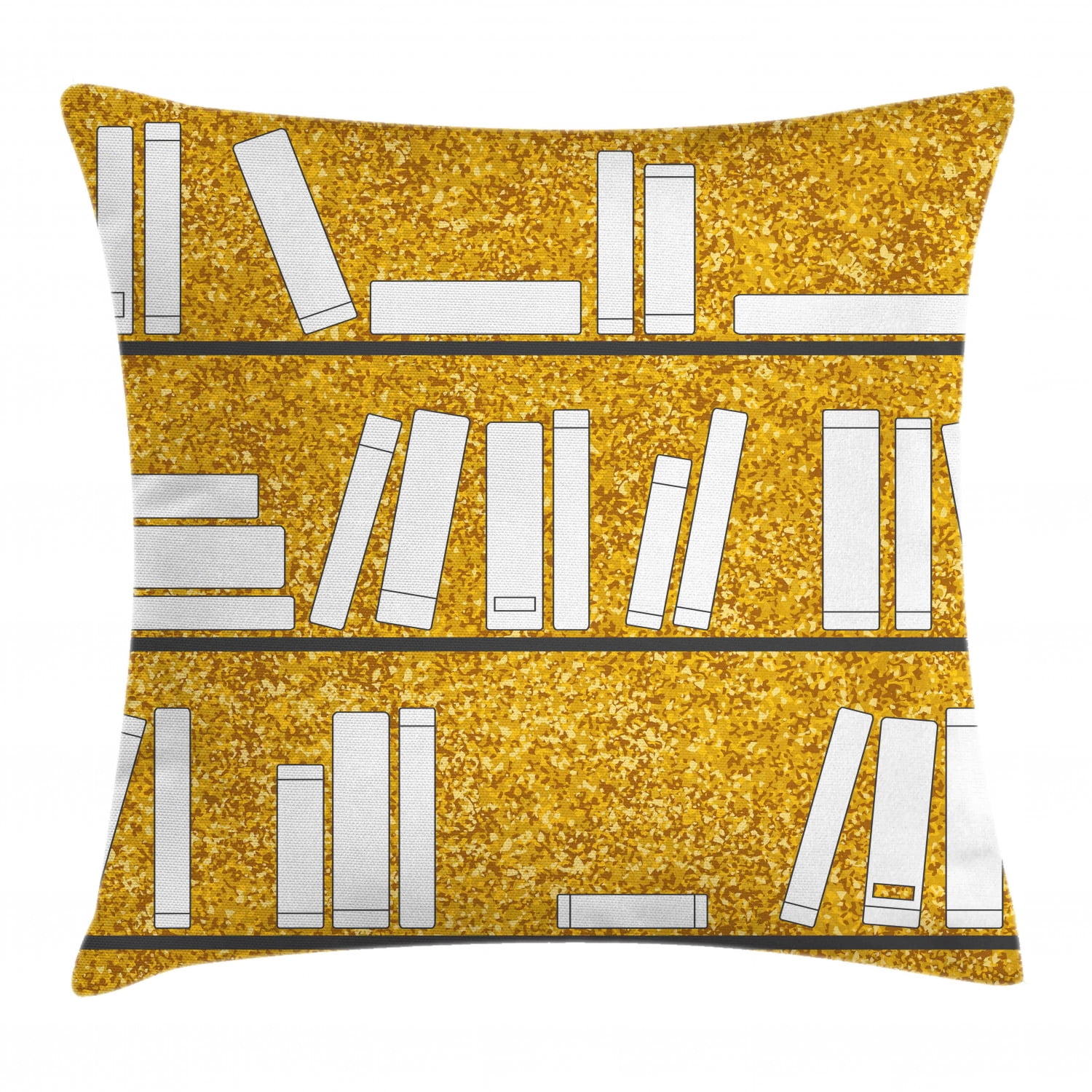 Library Throw Pillow Cushion Cover, Simplistic Design Books on Shelves ...