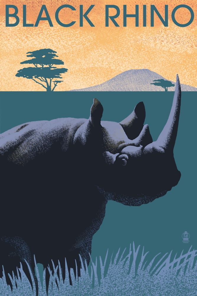 Black Rhino, Lithograph Series (12x18 Wall Art Poster, Room Decor ...