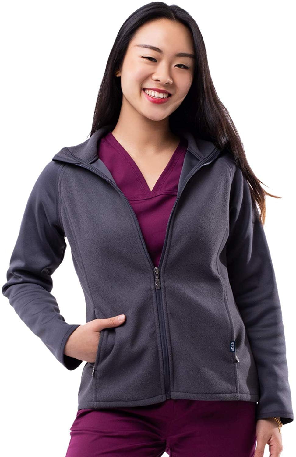 Adar Pro Scrubs For Women - Bonded Fleece Scrub Warm-Up Jacket ...