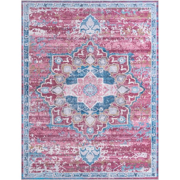 Rugs.com Francesca Collection Washable Rug – 10' x 13' Antique Pink ...