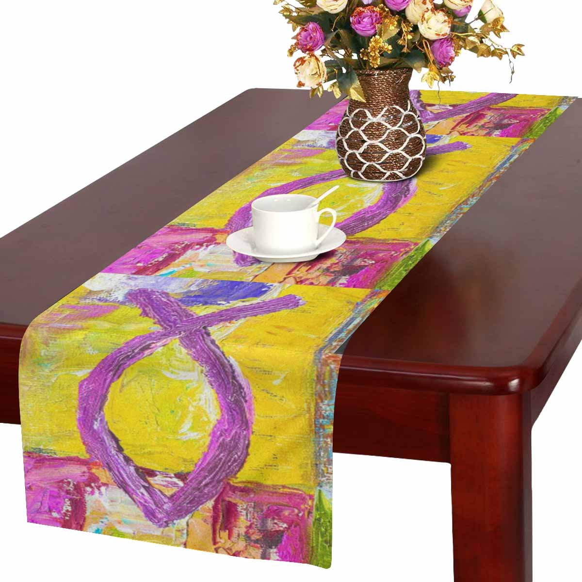 MKHERT Religious Christian Fish Christian Symbol Painting Table Runner ...