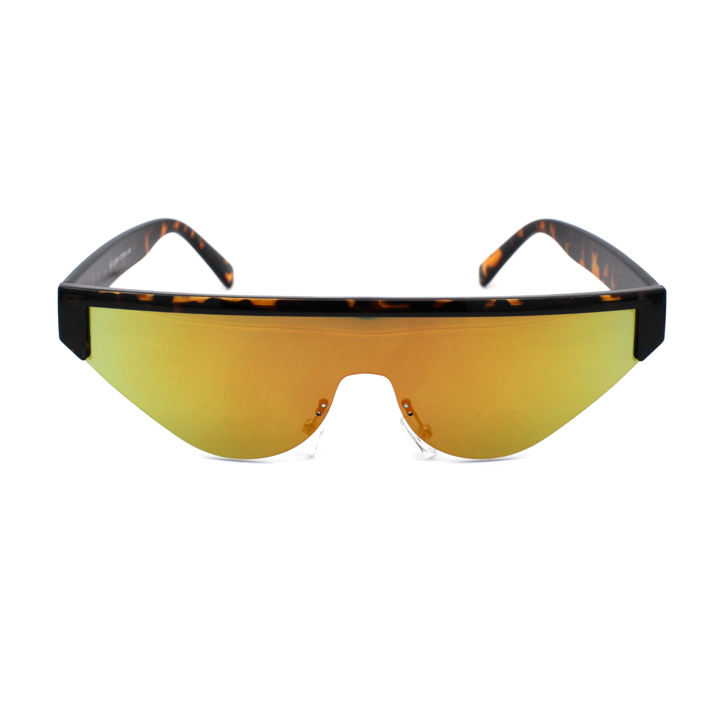 Womens Cat Eye Shield Half Rim 80s Funky Sunglasses Tortoise Orange ...