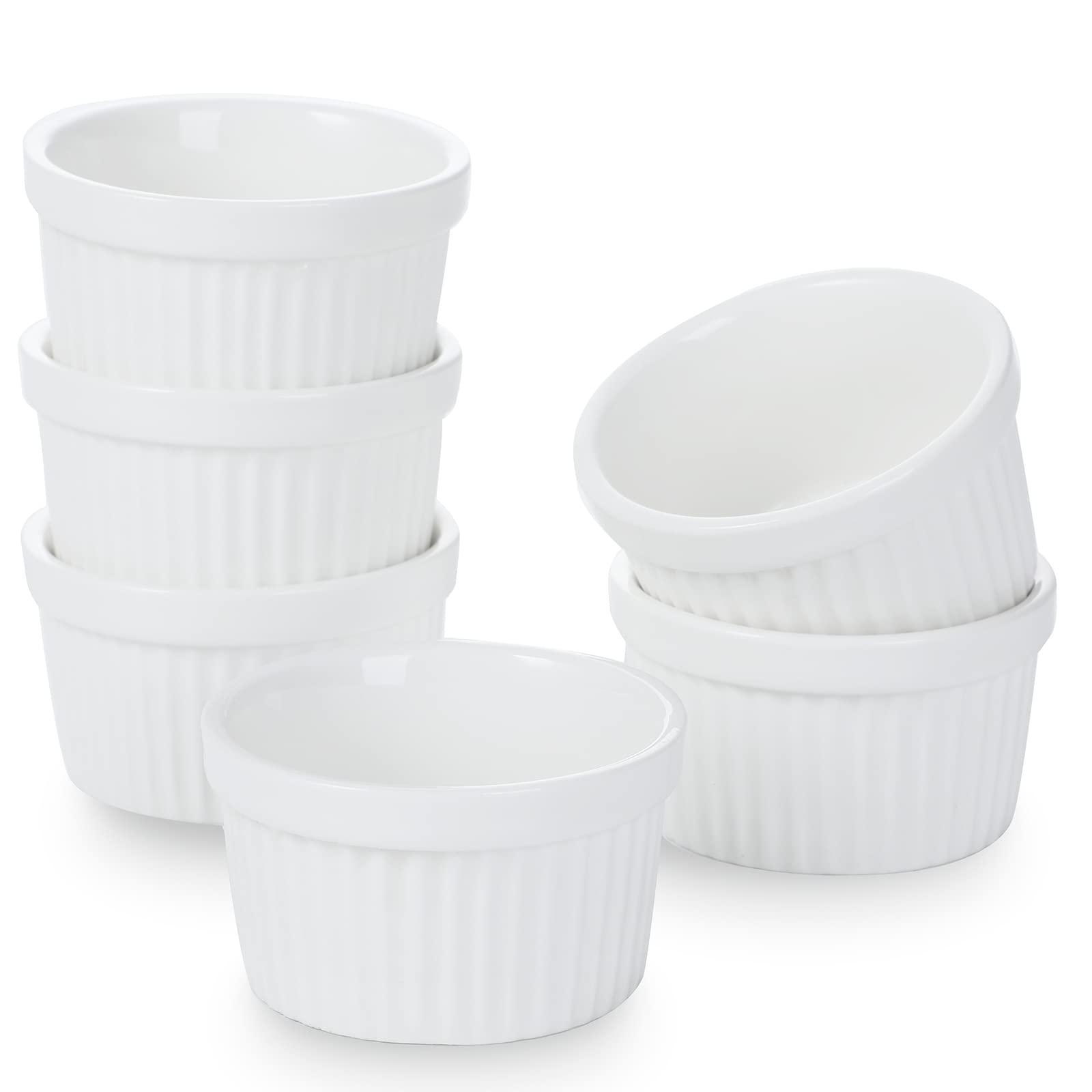 2.5 oz Ramekins - 6 pcs Porcelain Ramekins Dishes for Souffle,Creme ...