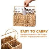 Wicker Flatware Storage Basket, Utensil Caddy, Hand Woven Divided ...
