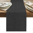 Black Solid Table Runner, Minimalist Cloth Dark Gray Linen Texture ...
