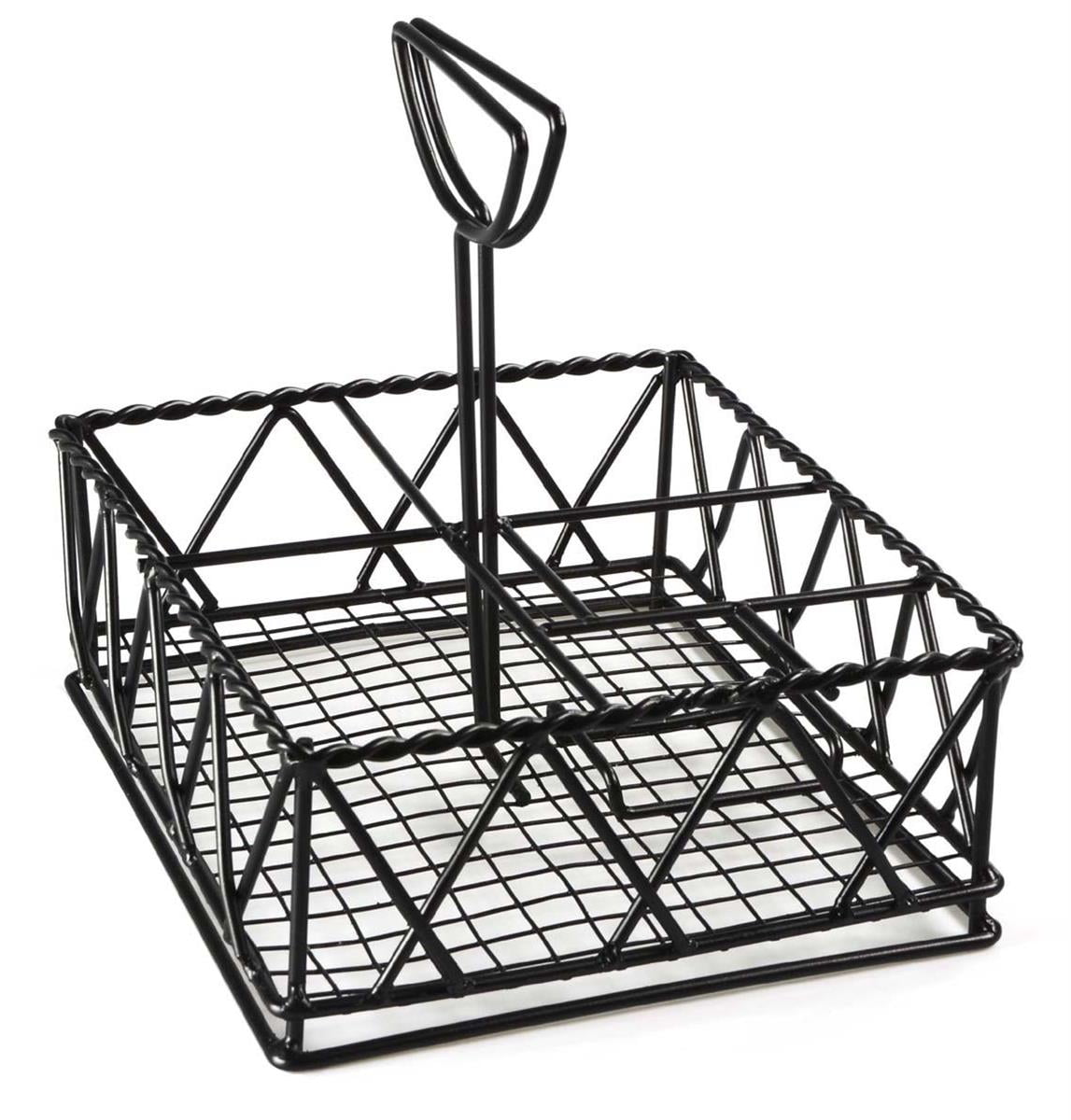 Rectangular Condiment Stands with 6 Compartments and Menu Holder, Wire ...