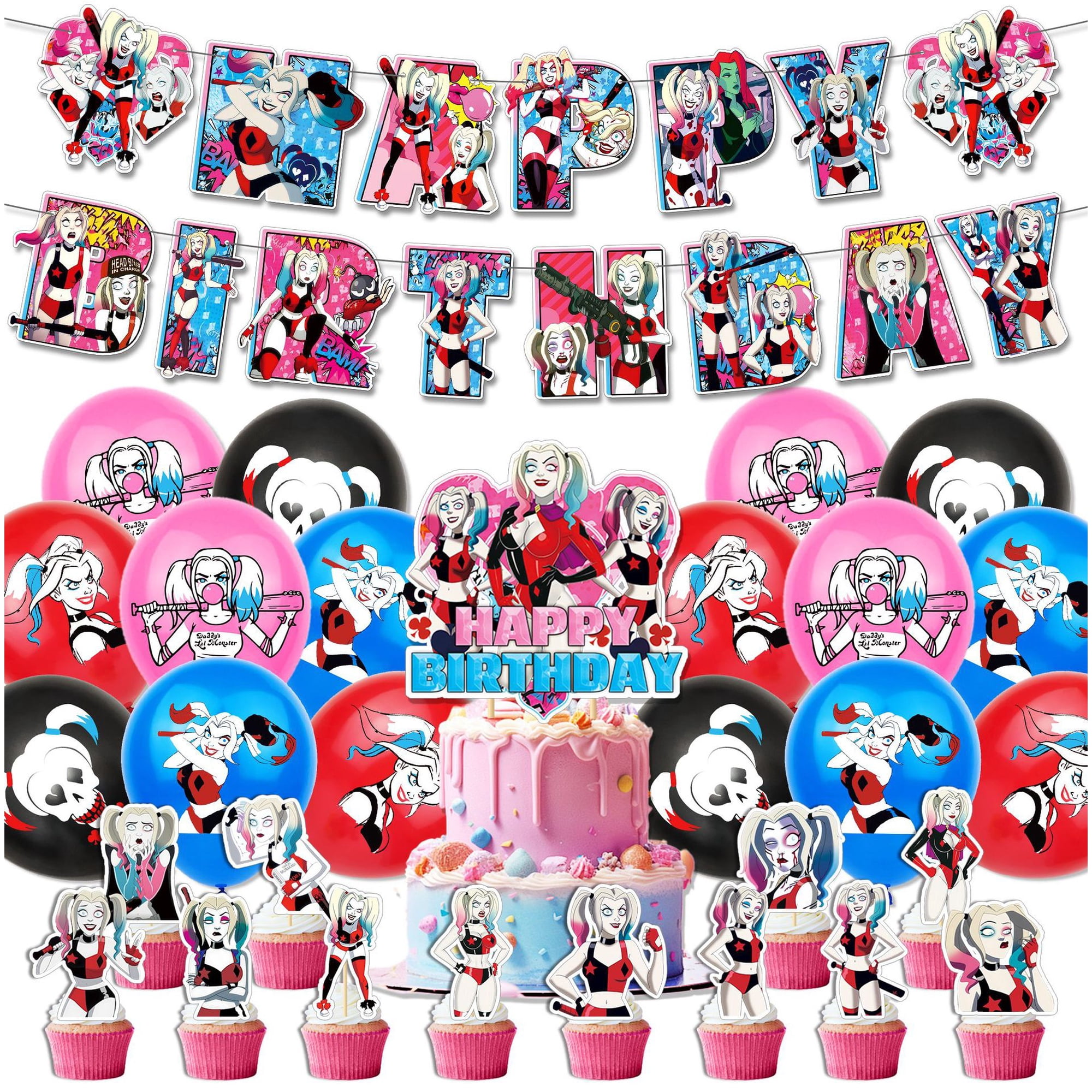 Click here for Kenvfego Birthday Party Supplies Set With Harley Q... prices