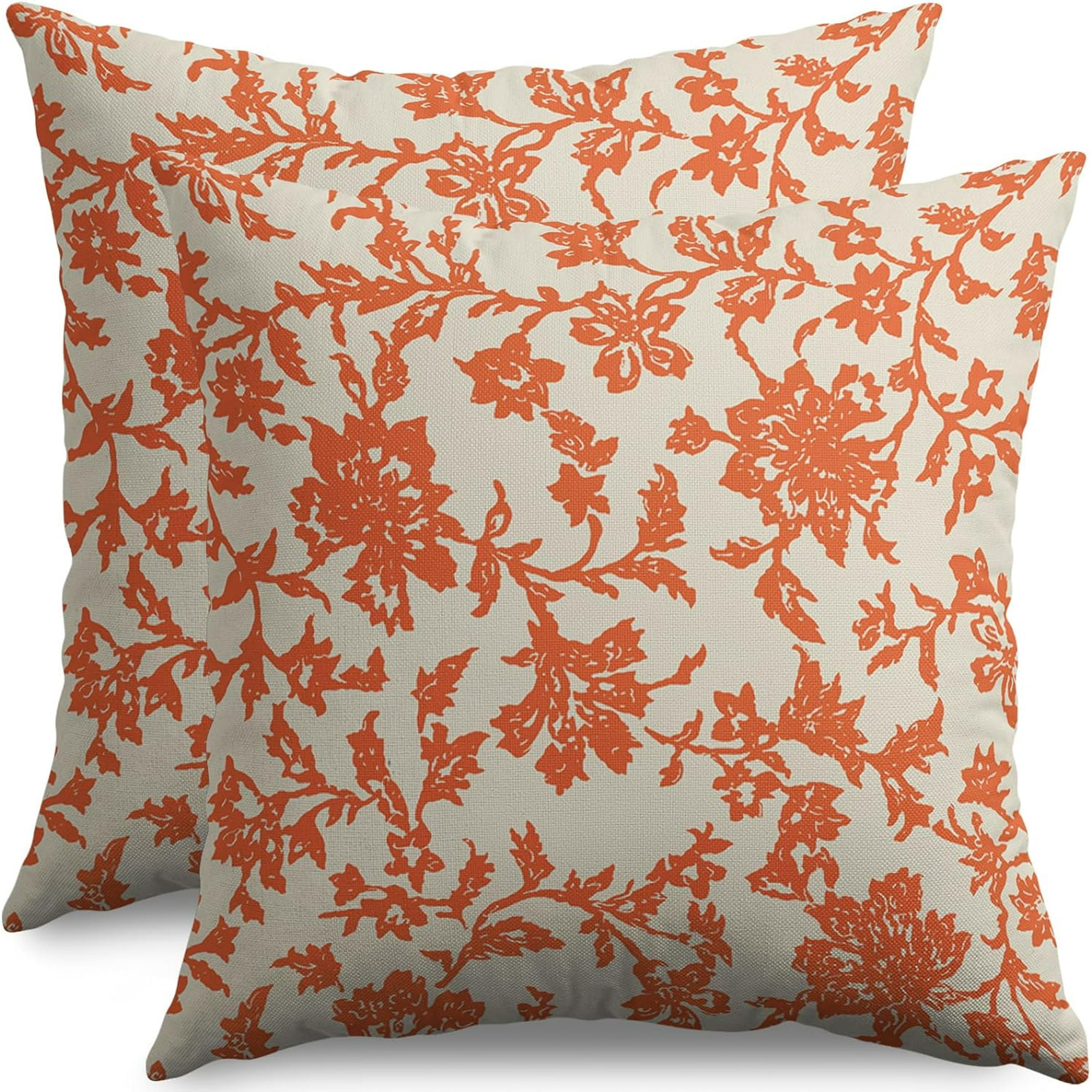 Click here for Dreampillow Orange Floral Block Print Pillow Cover... prices