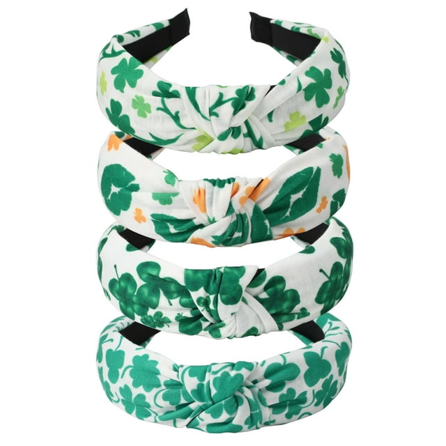 4pcs St Patricks Day Headbands For Women Girls Cute Love Green