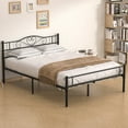 VECELO Queen Size Metal Platform Bed Frame with Footboard and Slats, No ...