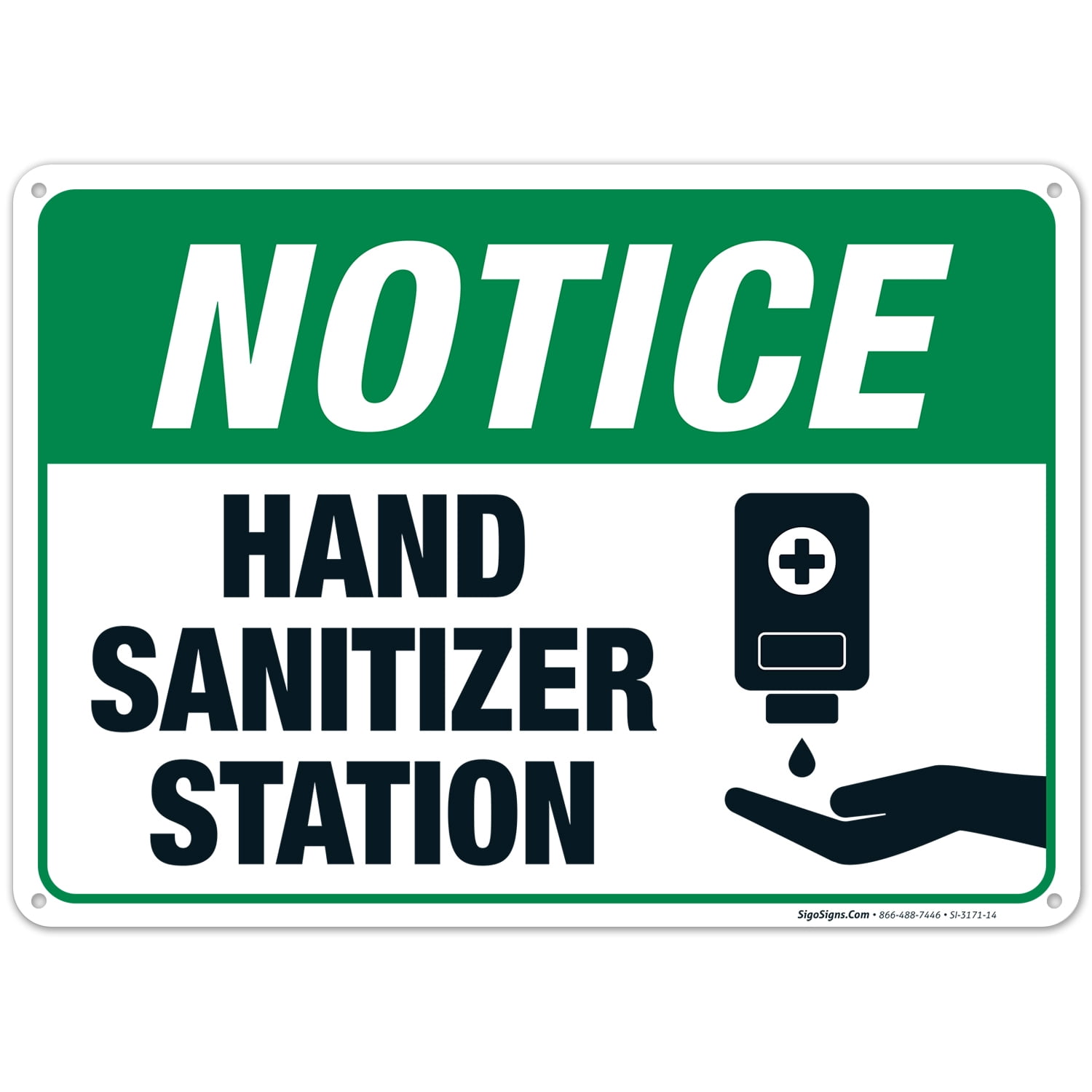 Hand Sanitizer Station Sign, 10x14 Aluminum - Walmart.com