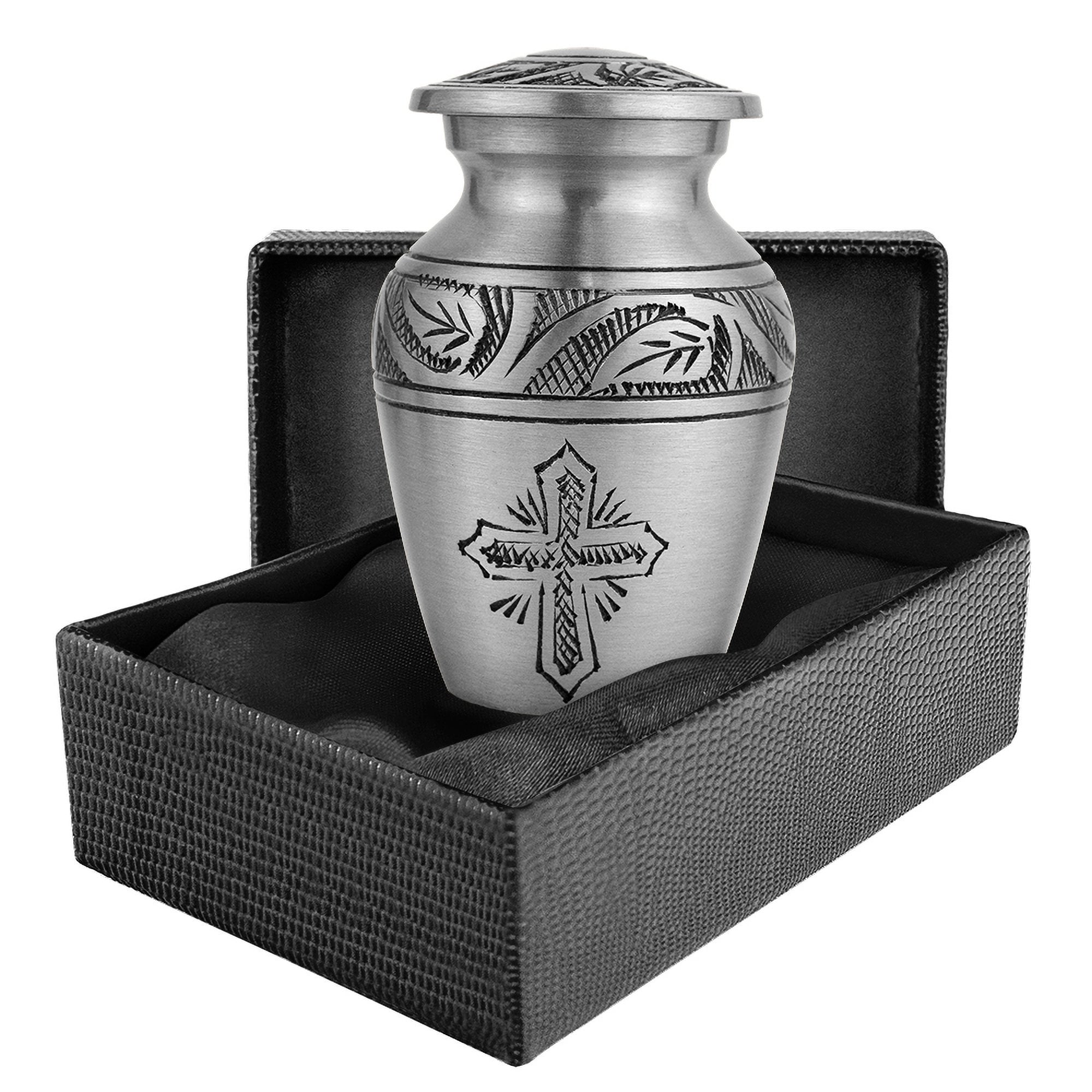 Trupoint Memorials Grace and Mercy Pewter Cross Small Mini Keepsake Urn ...