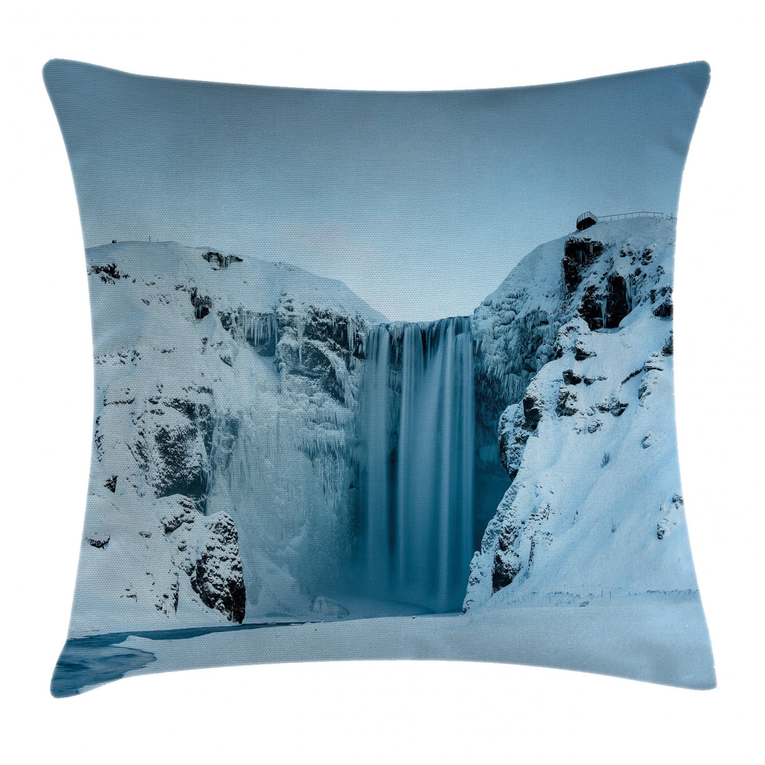 Waterfall Decor Throw Pillow Cushion Cover, Frozen Waterfall Heavenly ...