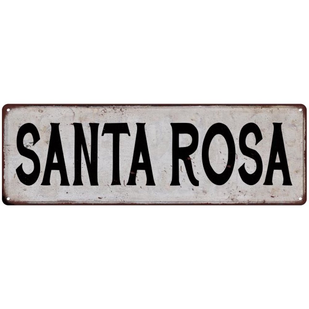 SANTA ROSA Vintage Look Rustic Metal 8x24 Sign City State 108240041302 ...
