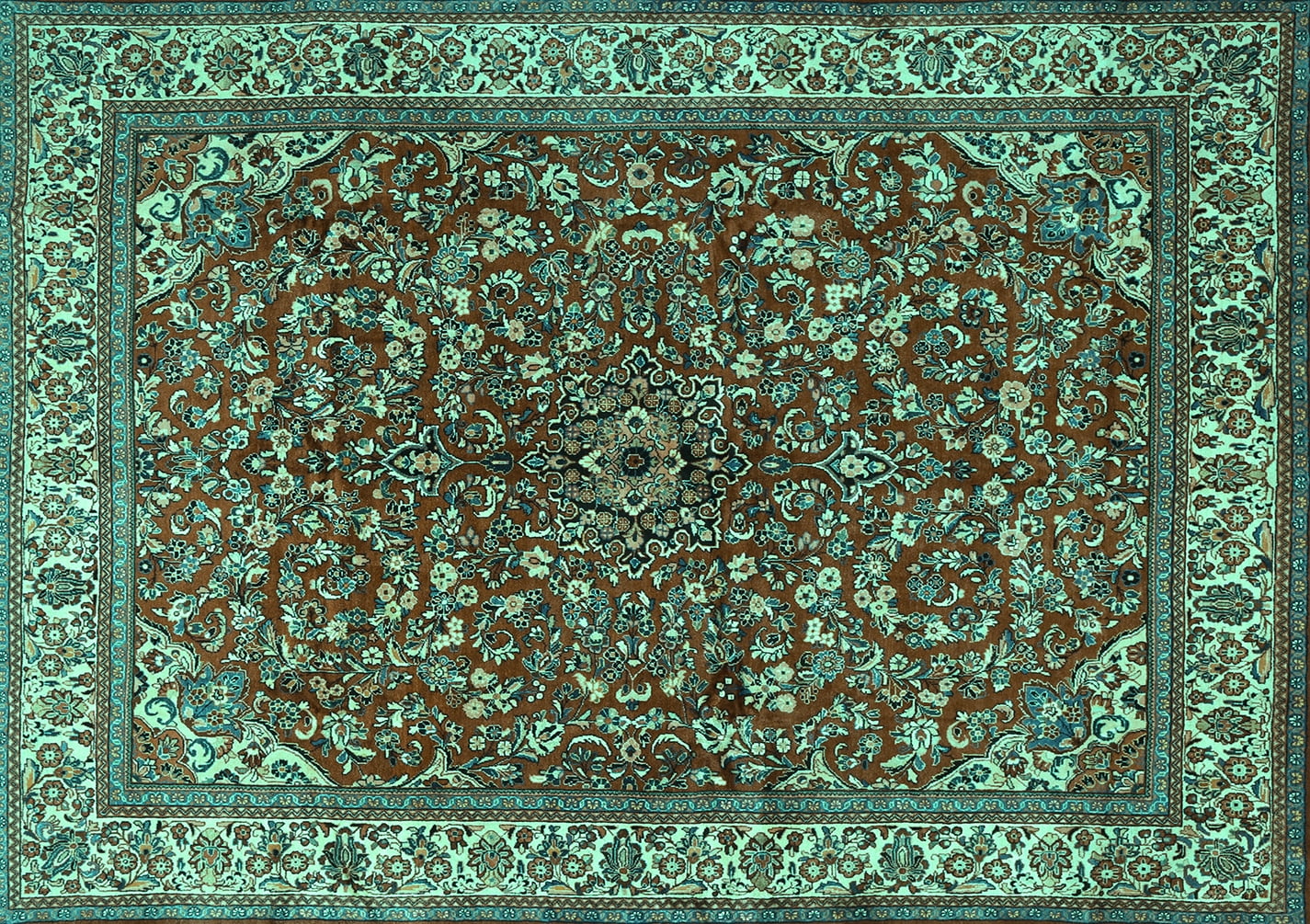 Ahgly Company Machine Washable Indoor Rectangle Persian Turquoise Blue ...