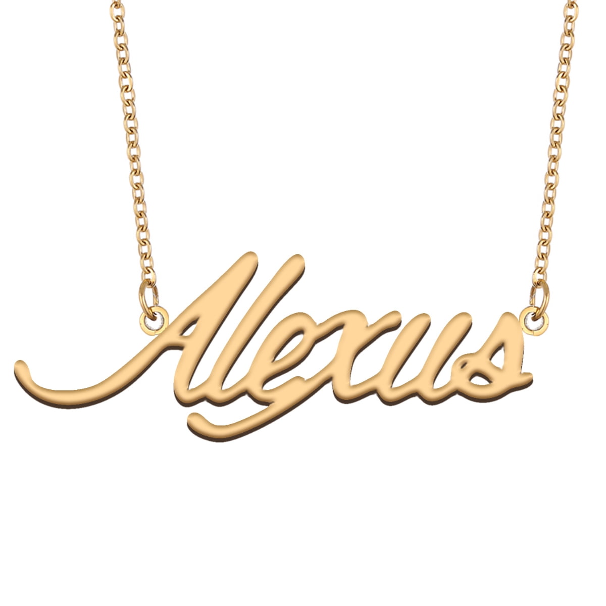 HUAN XUN 18k Gold Initials Name Necklace Alexus Name Tag Chain Necklace ...