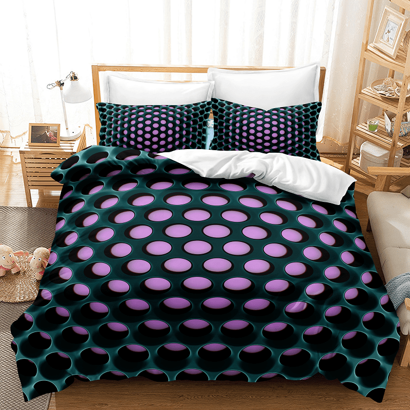 Duvet Cover Set, Geometric 3D Styled Shapes in Vivid Colors Icosahedron ...