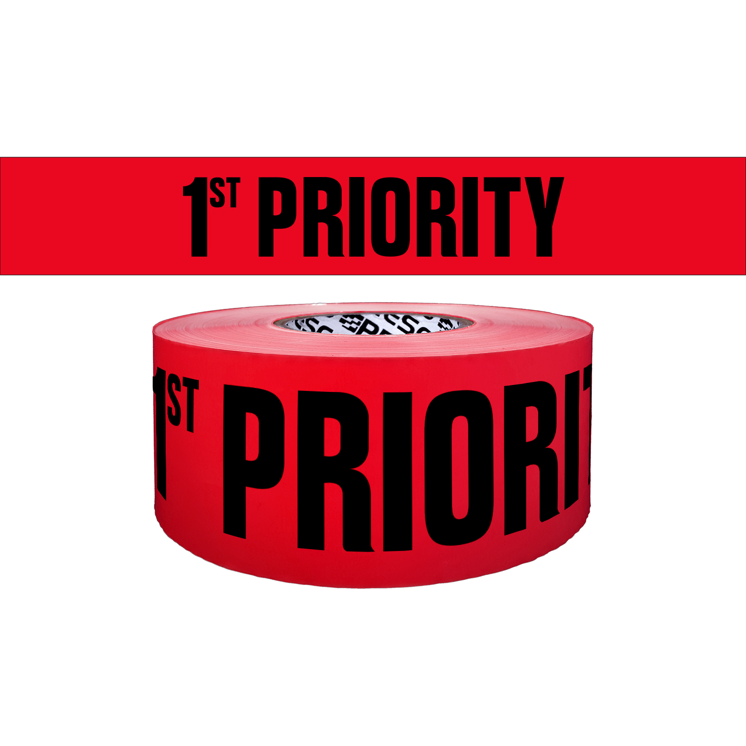 Presco Triage Printed Barricade Tape [4 mil thick]: 3 in. x 1000 ft. (Red with Black "1ST ...
