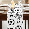 Black White Football Bowknot Burlap Cotton Table Runner 13x70 Inches ...