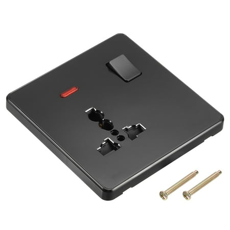 UK US Socket Switch Multi Power Outlet Black 250V 13A 88mmx86mm ...