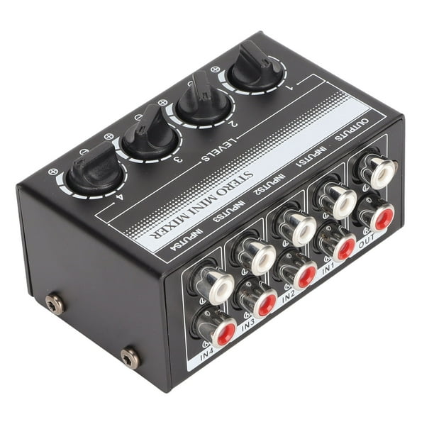 4 Channel Mixer, Metal Portable Professional Passive Mixer Distortion ...