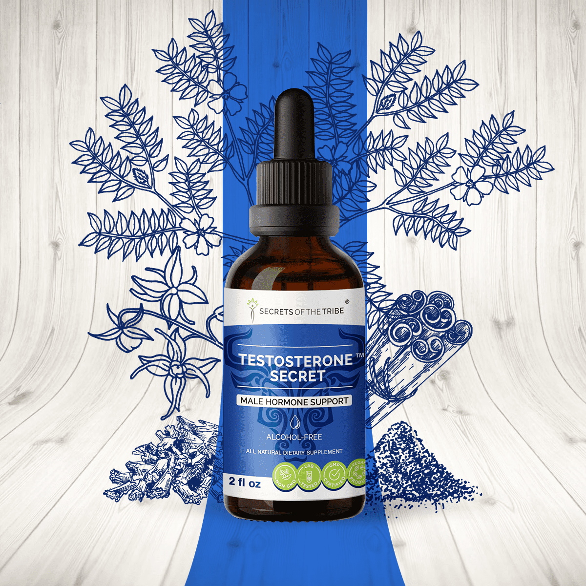 Testosterone Secret Alcohol-FREE Extract, Tincture, Glycerite Pine ...